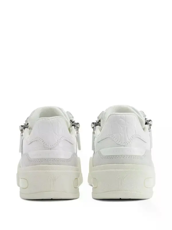 GIUSEPPE ZANOTTI Crocodile Print Sneakers With Side Zips - White