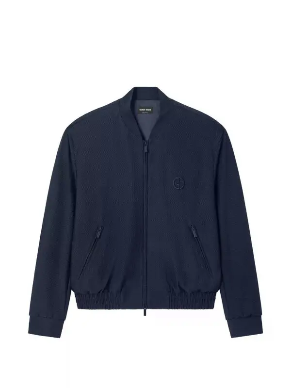 Giorgio Armani Textured Logo Jacket - Blue
