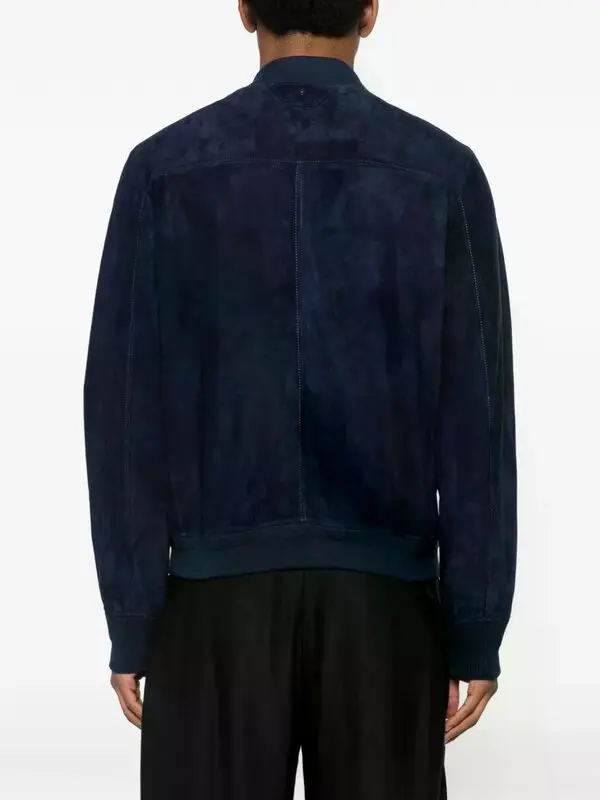 SALVATORE SANTORO Suede Bomber Jacket - Blue