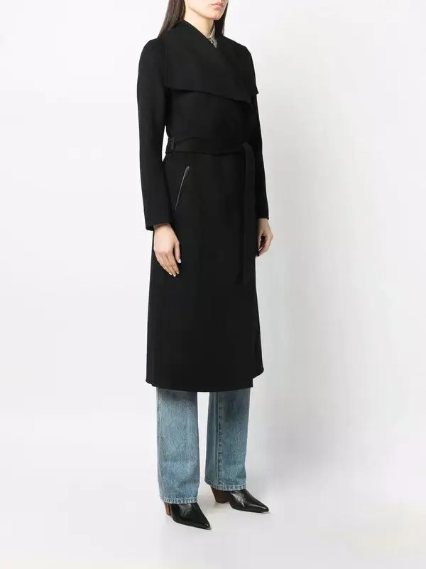 Mackage Draped Belted Wool Coat - Black