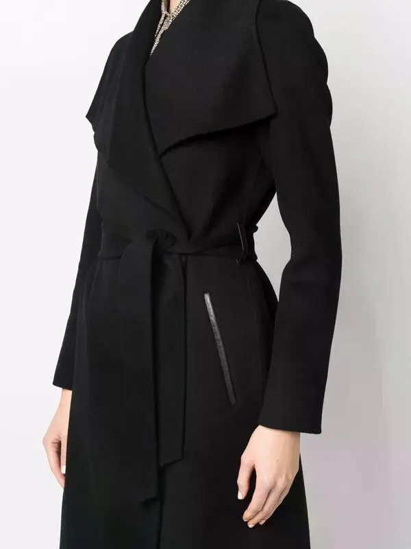 Mackage Draped Belted Wool Coat - Black