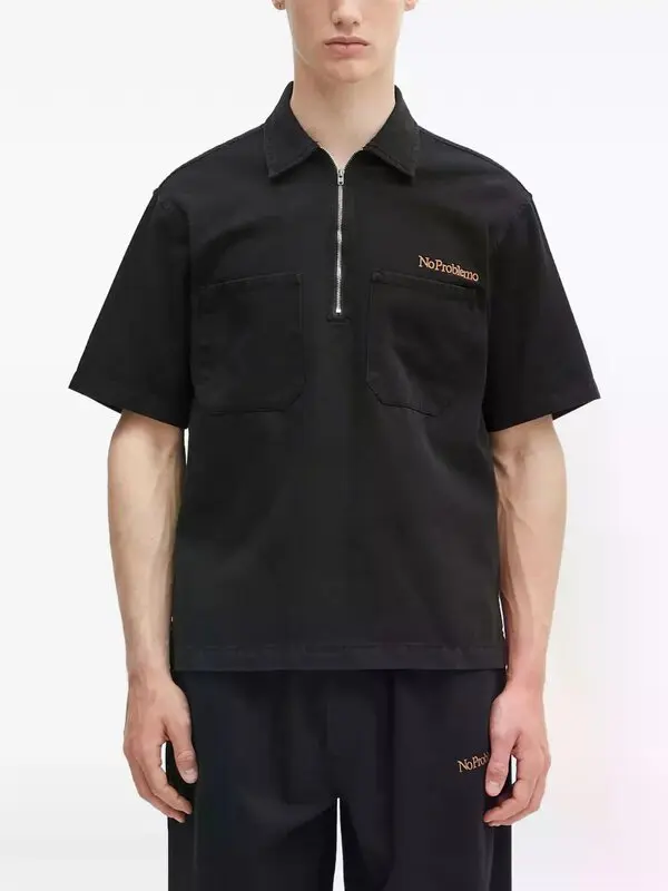 Aries Logo-embroidered Polo Shirt - Black
