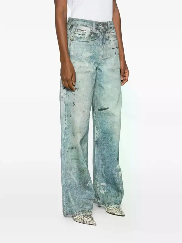 GESTUZ Printed Straight Leg Jeans