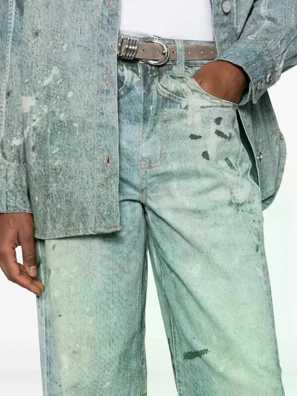 GESTUZ Printed Straight Leg Jeans