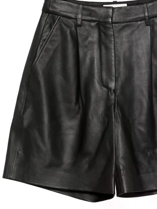 JOSEPH Suze Pleated Leather Shorts