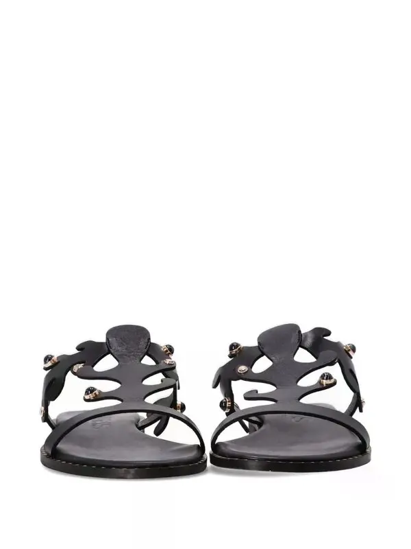 KOTRIS SANDALS Embellished Flat Sandals - Black