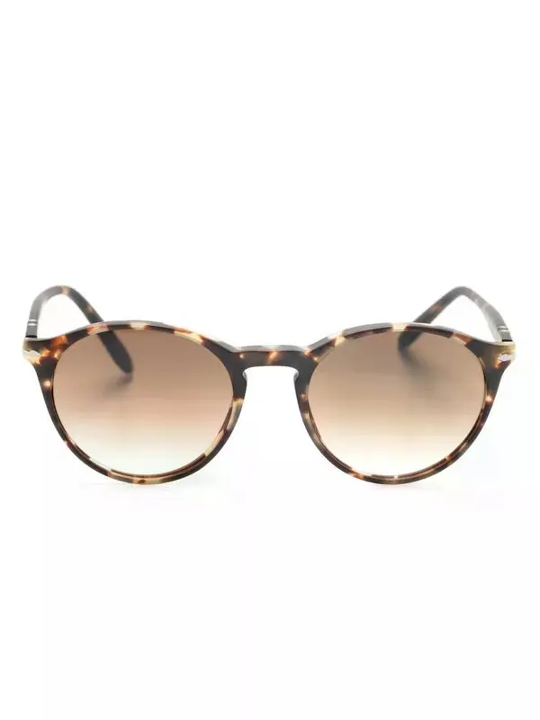 Persol Tortoiseshell-effect Round-frame Sunglasses - Grey