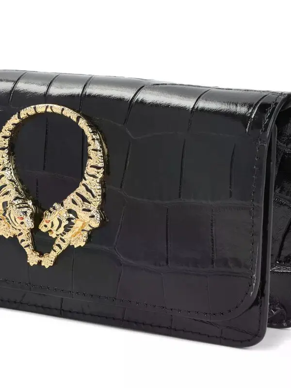 Roberto Cavalli Leather Shoulder Bag With Tiger Detail