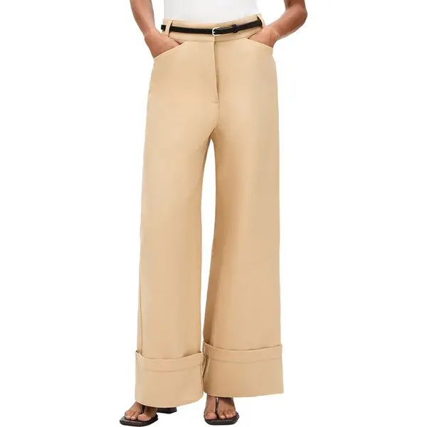 Another Tomorrow Wide Cuff Cotton Pants