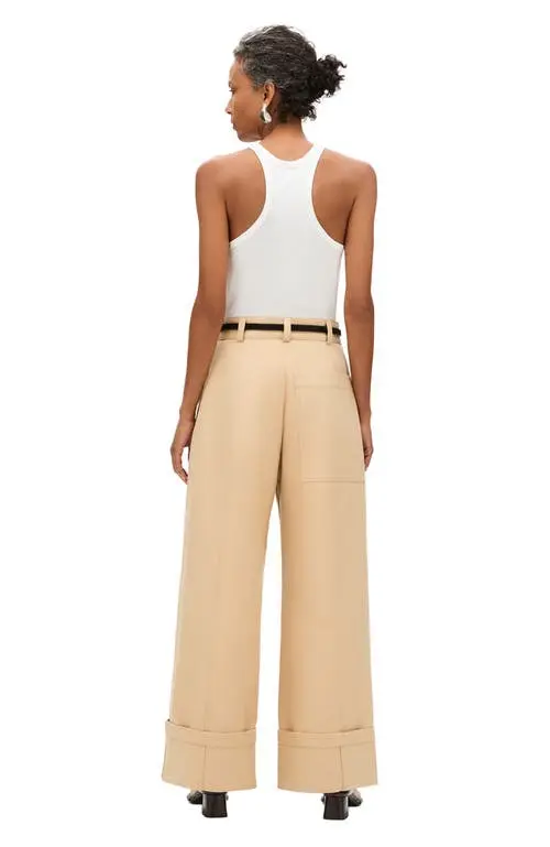 Another Tomorrow Wide Cuff Cotton Pants