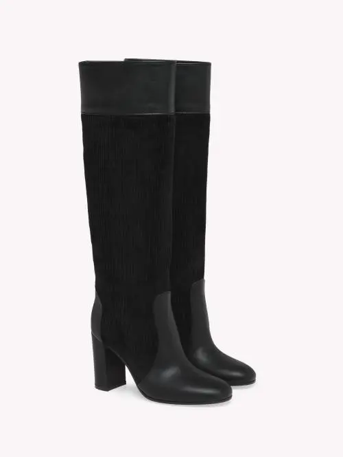 GIANVITO ROSSI Sheffield Leather And Corduroy Boots