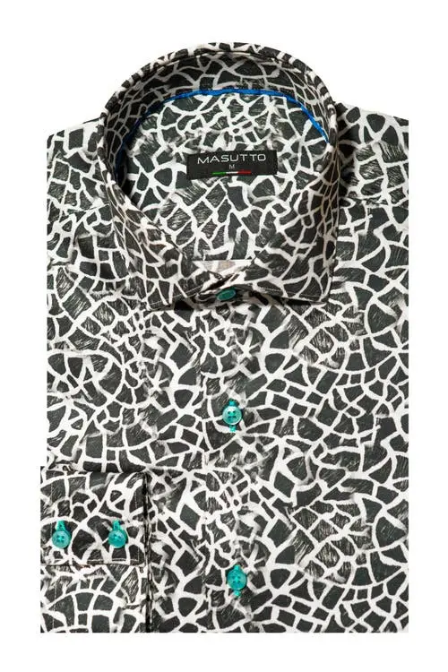 MASUTTO Oliver Print Button-up Long Sleeve Shirt