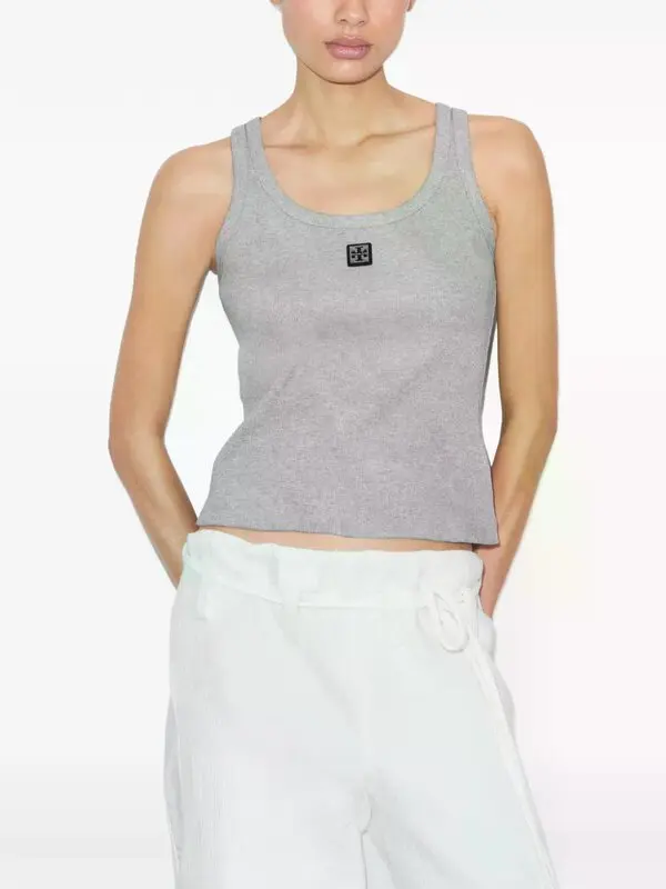 Tory Burch Ribbed Scoop Neck Tank Top - Grey