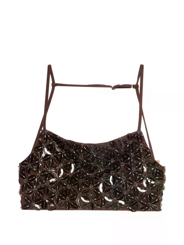 P.a.r.o.s.h Beaded Spaghetti-strap Top - Brown