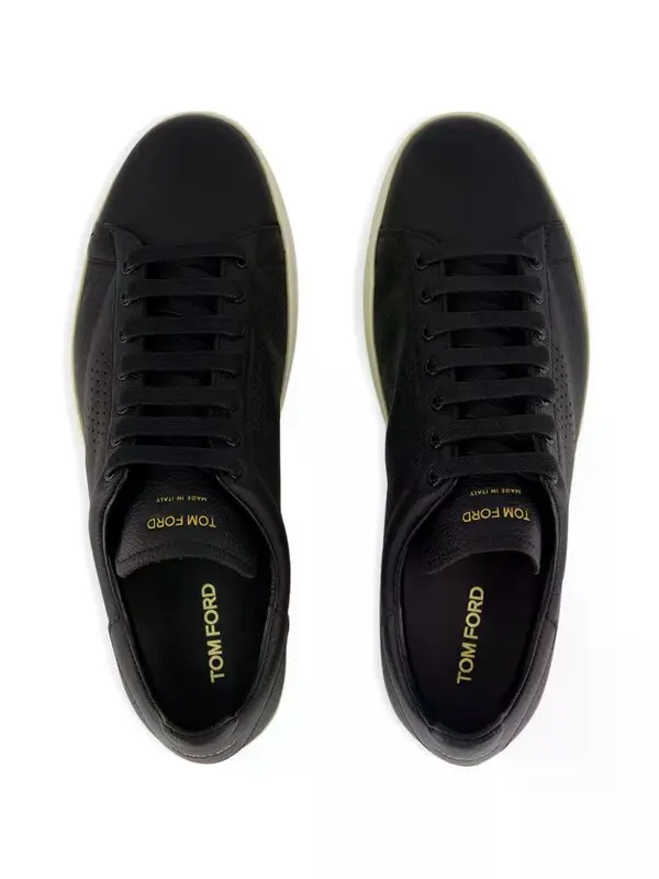 TOM FORD Perforated Leather Lace-up Sneakers - Black