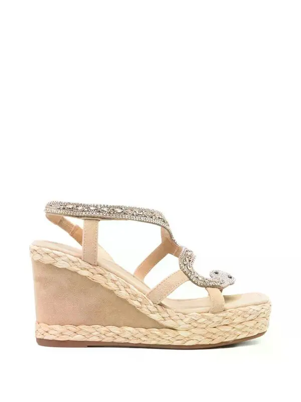 ALMA EN PENA Snake-embellished Wedge Espadrilles