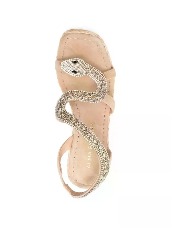 ALMA EN PENA Snake-embellished Wedge Espadrilles