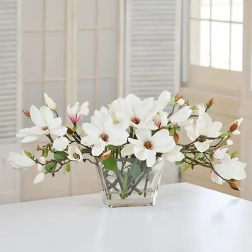 WINWARD HOME Magnolia Centerpiece - White/green