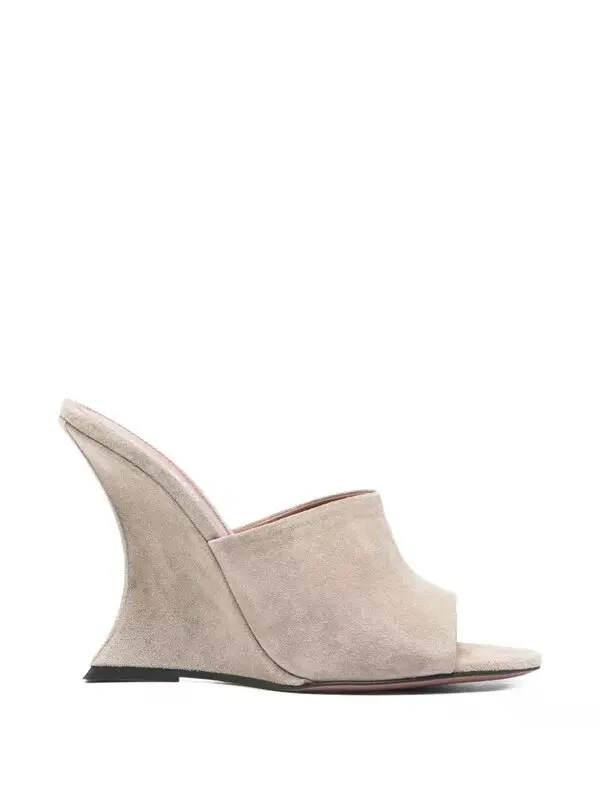 Paris Texas Suede Wedge Mules - Neutrals