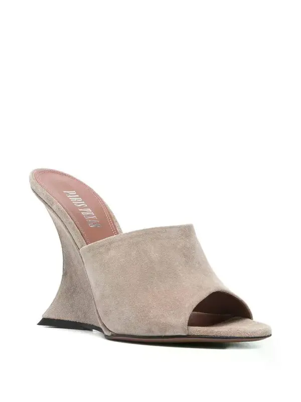 Paris Texas Suede Wedge Mules - Neutrals