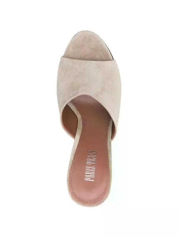 Paris Texas Suede Wedge Mules - Neutrals