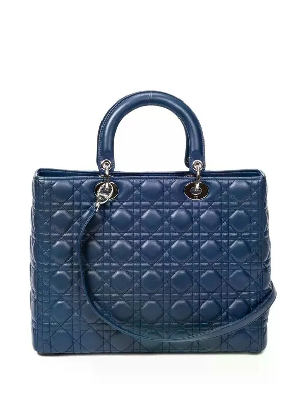 Dior Lady Quilted Tote Bag - Blue