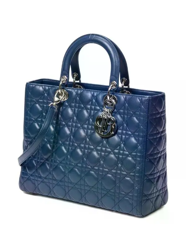 Dior Lady Quilted Tote Bag - Blue