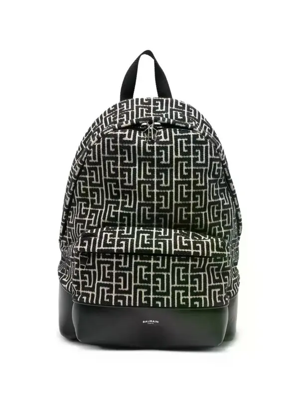 Balmain Logo-pattern Backpack - Black