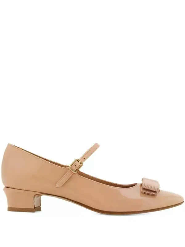 FERRAGAMO 30mm Bow-detail Mary Jane Pumps - Neutrals