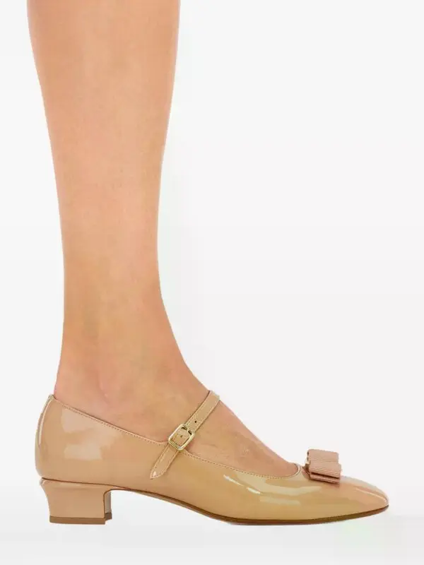 FERRAGAMO 30mm Bow-detail Mary Jane Pumps - Neutrals