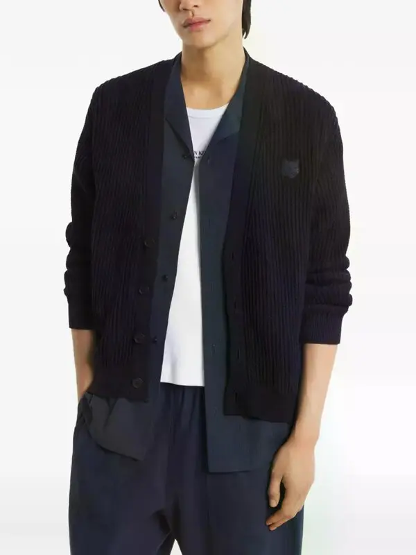 Maison Kitsuné Textured Logo-patch Cardigan