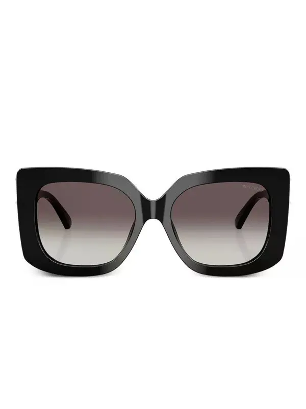 JIMMY CHOO Stud-embellished Square-frame Sunglasses - Black
