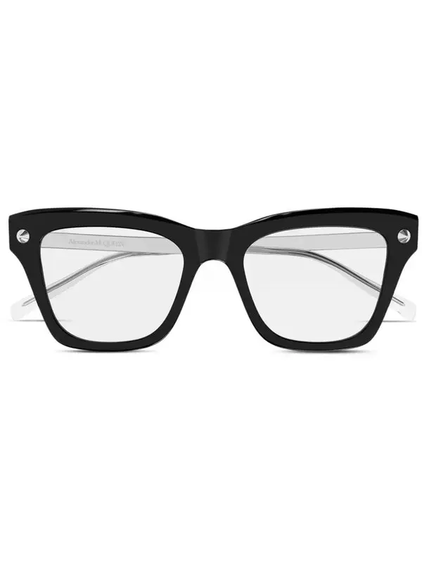 Alexander McQueen Square Frame Eyeglasses - Black-silver-transparent
