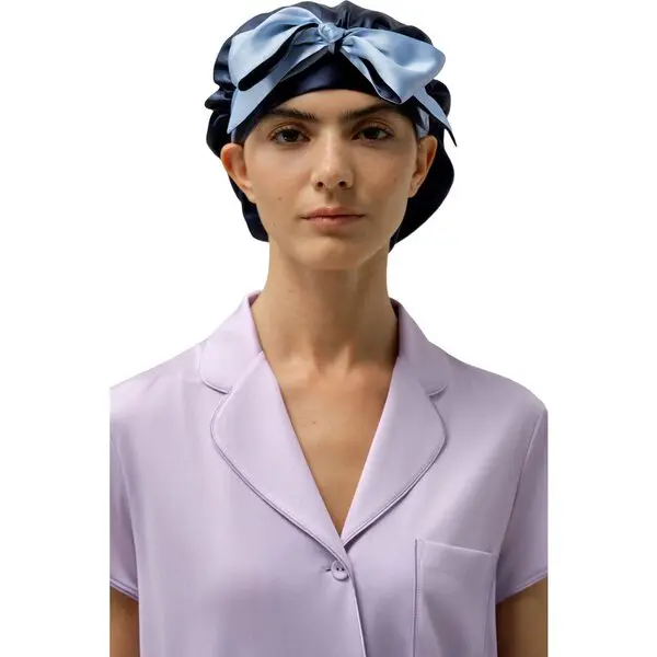 Lilysilk Adjustable Reversible Silk Sleep Cap - Navy Blue