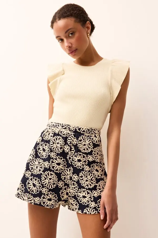 MARIE OLIVER Cleo Floral Embroidered Shorts