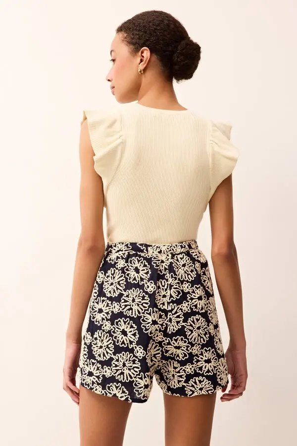 MARIE OLIVER Cleo Floral Embroidered Shorts