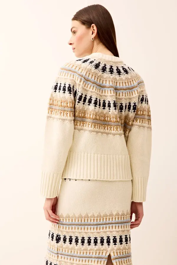 MARIE OLIVER Dion Fair Isle Yoke Sweater - Snowflake
