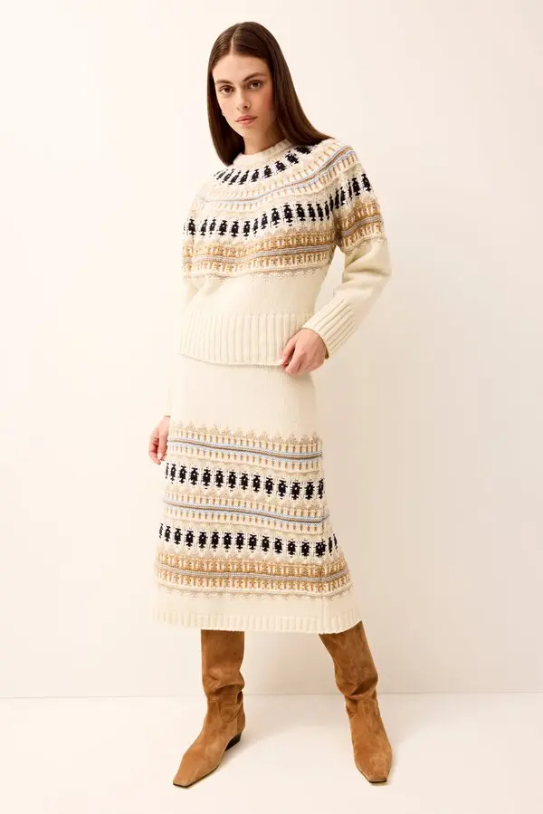 MARIE OLIVER Giana Fair Isle Knit Skirt