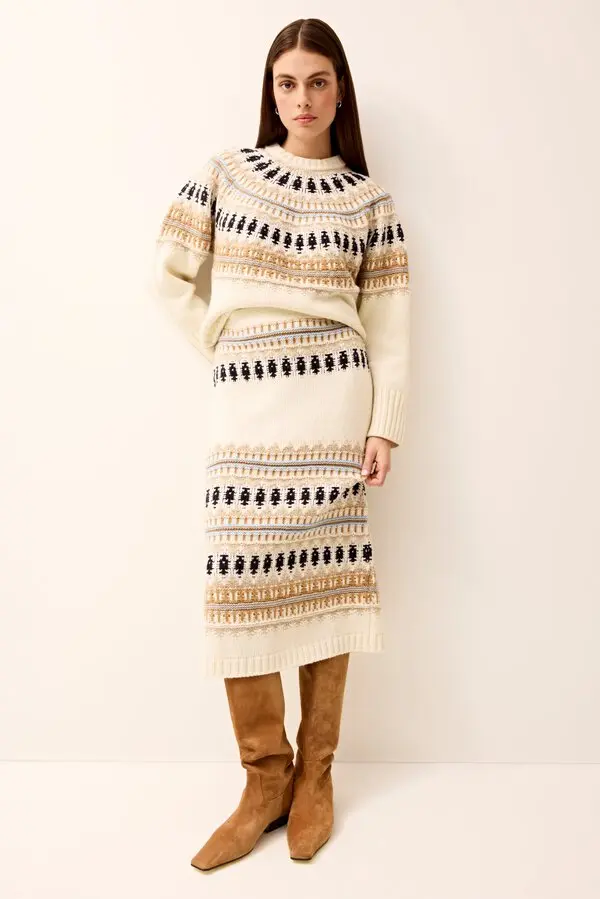 MARIE OLIVER Giana Fair Isle Knit Skirt