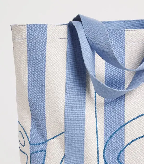 Harrods Striped Cotton Logo Tote Bag