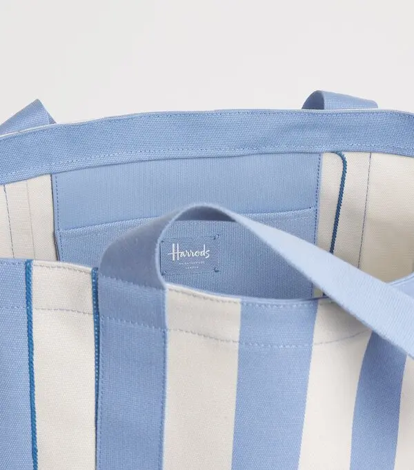 Harrods Striped Cotton Logo Tote Bag