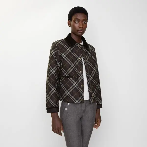 Burberry Cropped Check Quilted Cotton Jacket