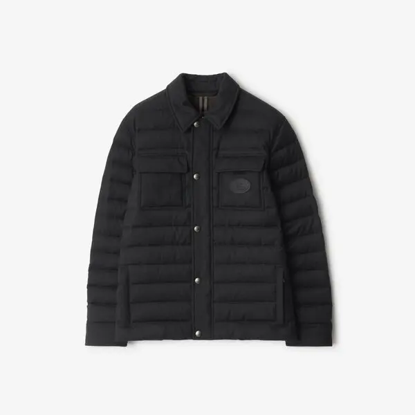 Burberry Wool Flannel Padded Overshirt - Charcoal Grey