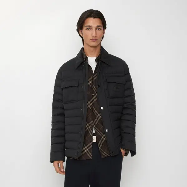 Burberry Wool Flannel Padded Overshirt - Charcoal Grey