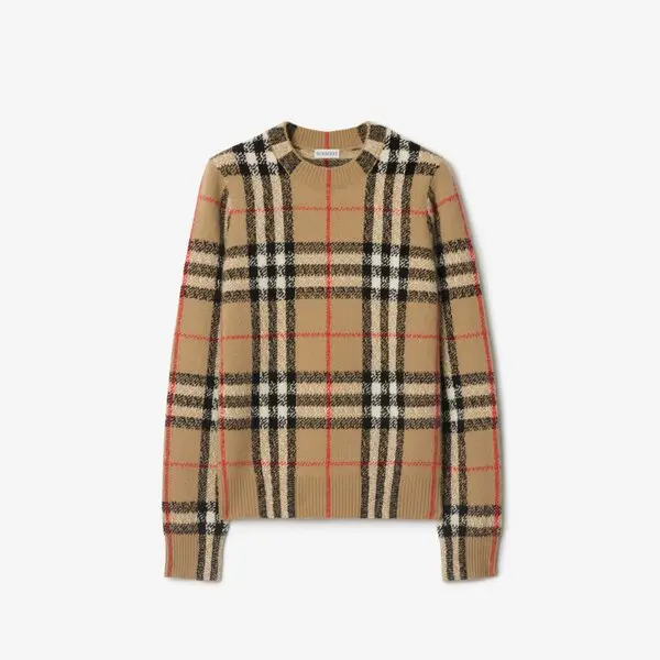 Burberry Check Cashmere Wool Sweater