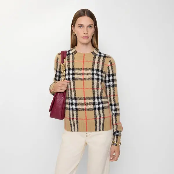 Burberry Check Cashmere Wool Sweater