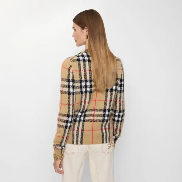 Burberry Check Cashmere Wool Sweater