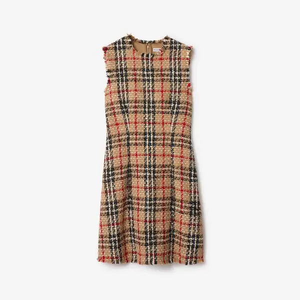 Burberry Check Wool Blend Bouclé Mini Dress