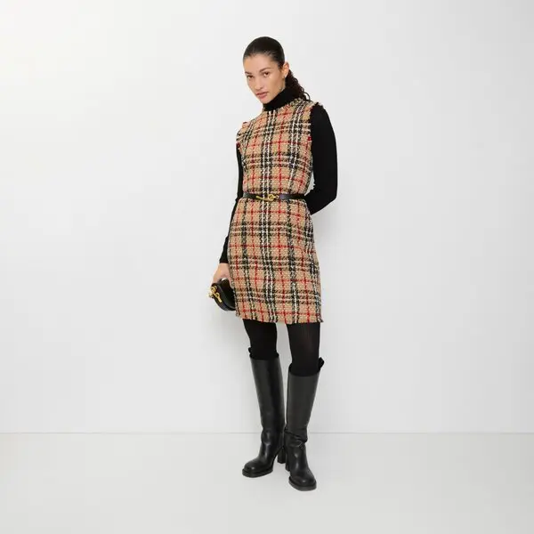 Burberry Check Wool Blend Bouclé Mini Dress