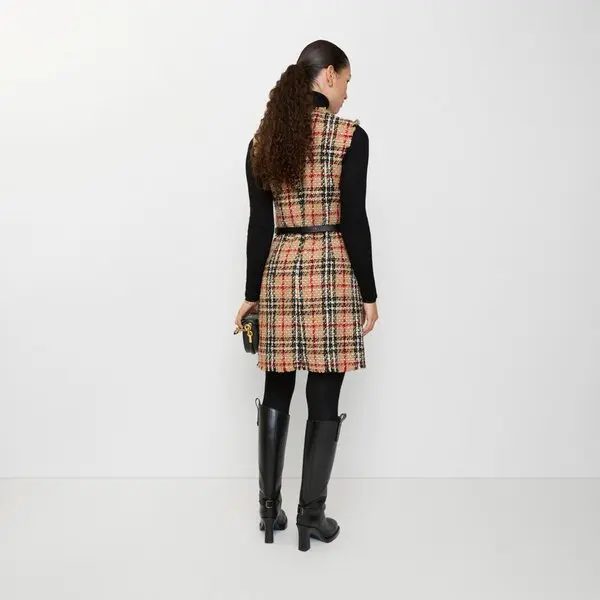 Burberry Check Wool Blend Bouclé Mini Dress